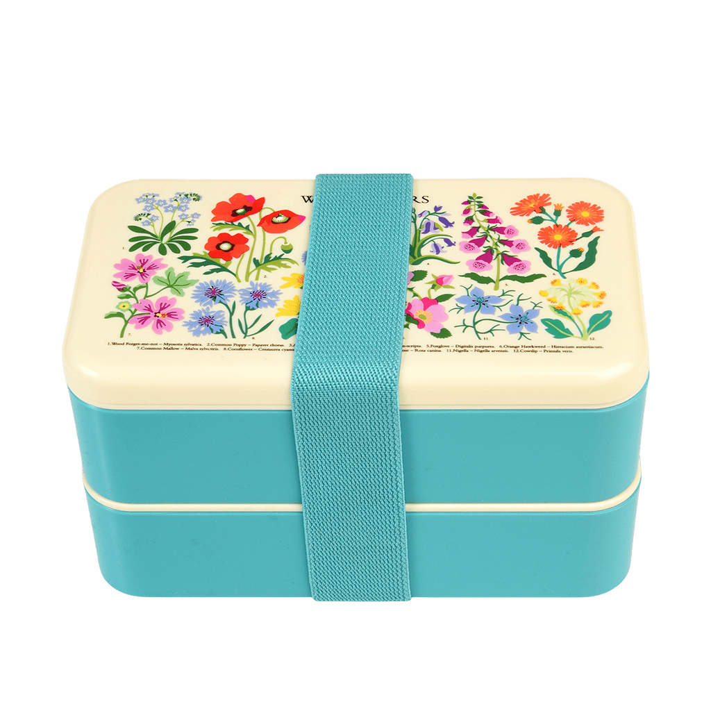 Bento box with cutlery - Wild Flowers | ﻿Rex London