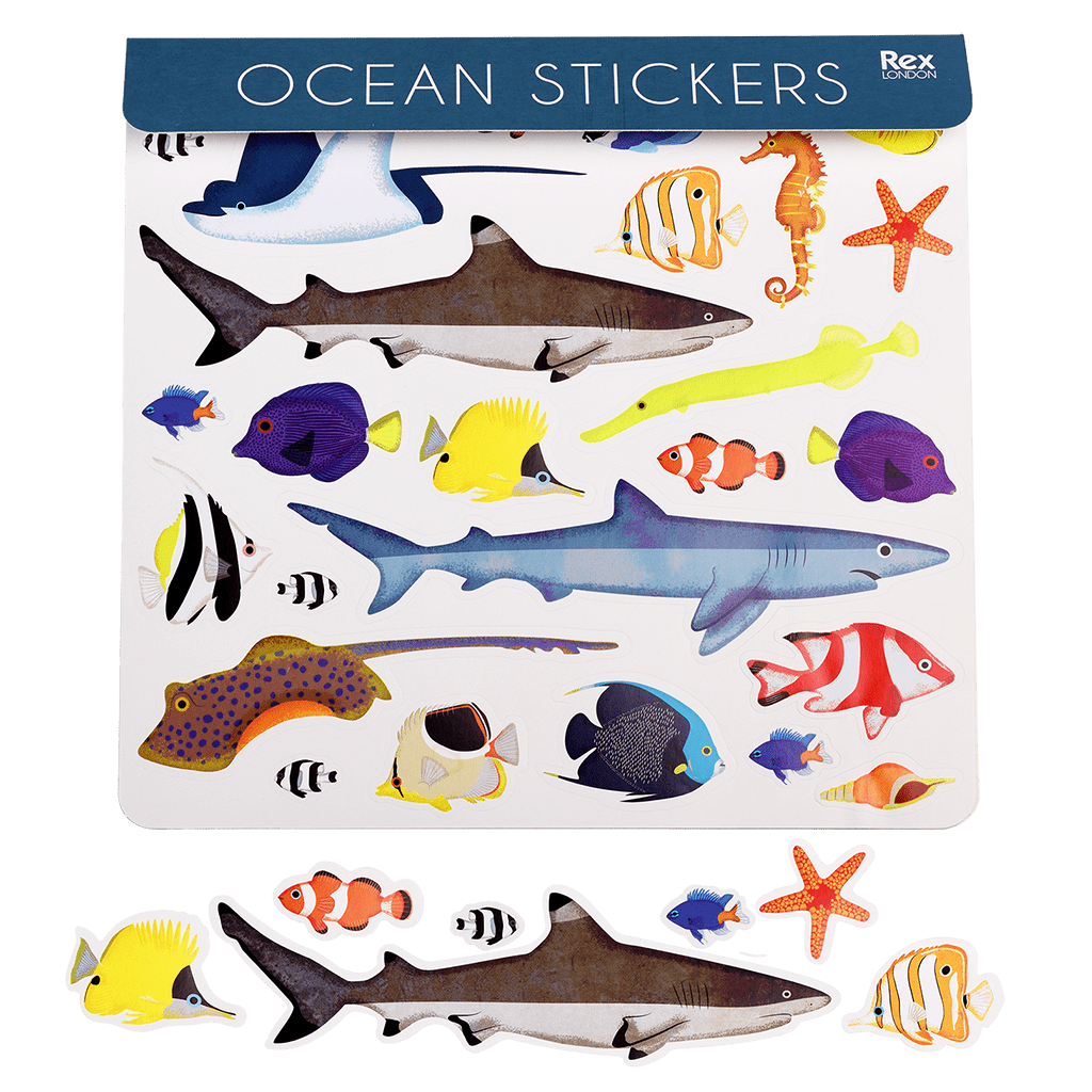 ﻿Shark stickers (3 sheets) - Ocean animals | ﻿Rex London