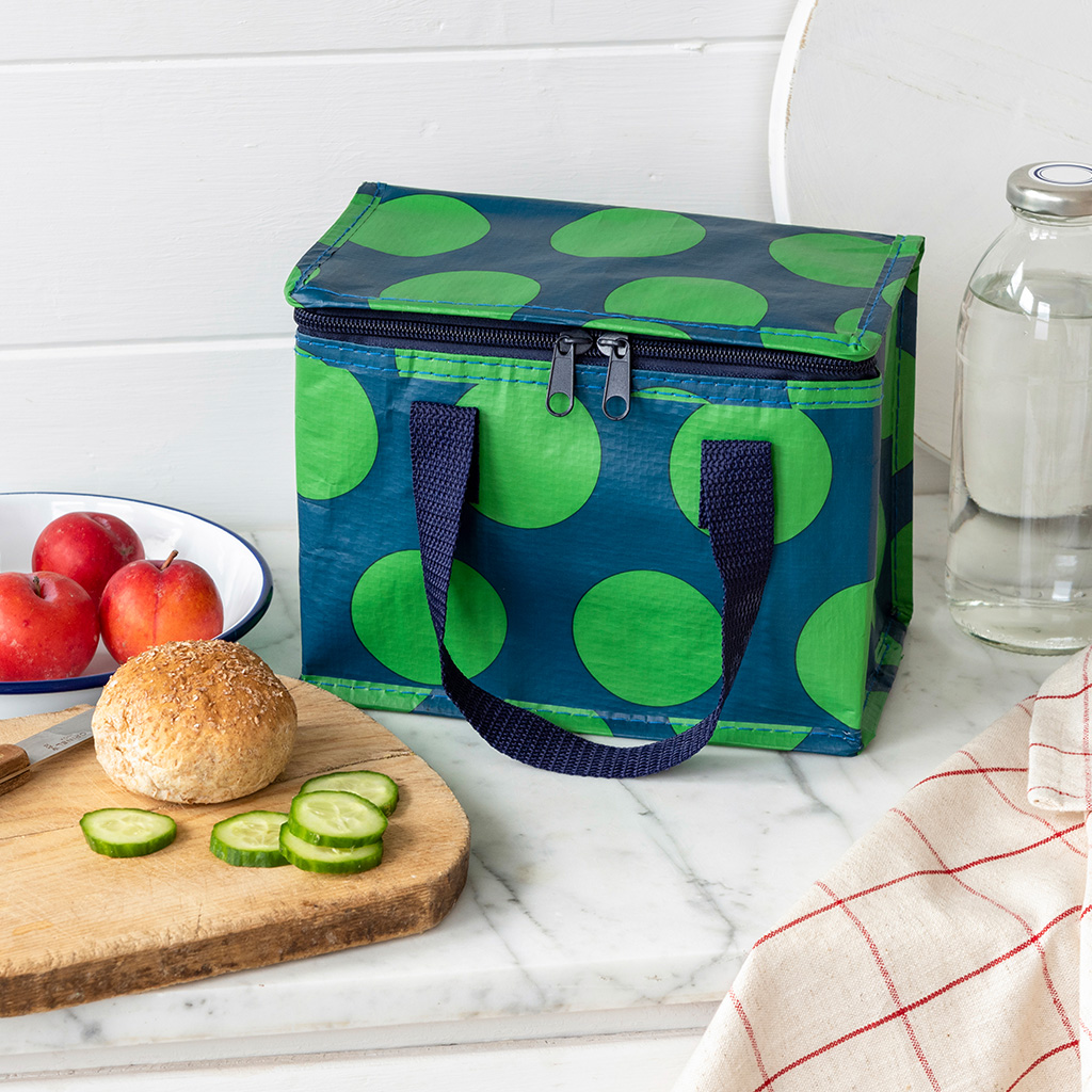 Insulated lunch bag - Spotlight green on blue | ﻿Rex London