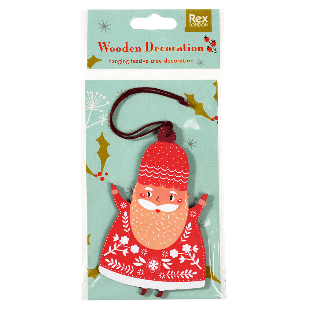 Wooden hanging Christmas decoration - Santa | ﻿Rex London