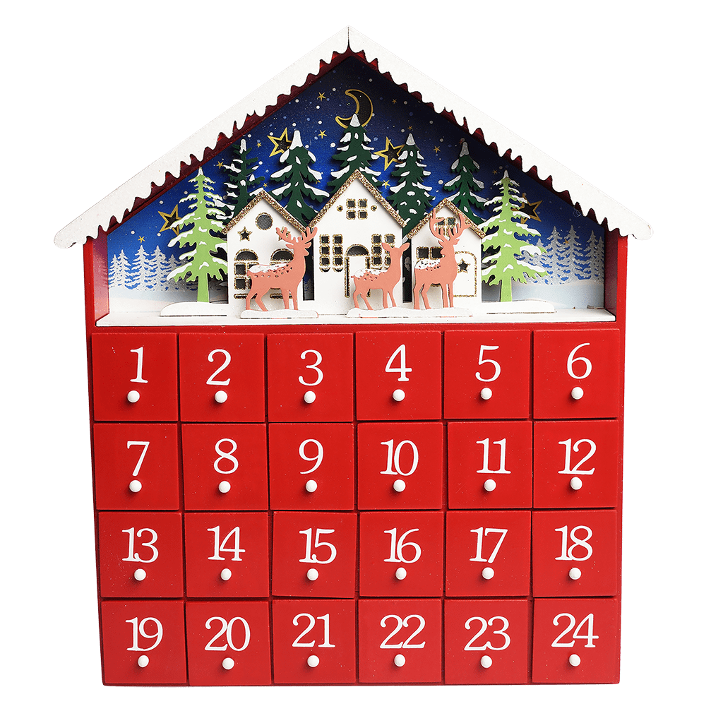Fill your own wooden advent calendar with LED lights - Red house