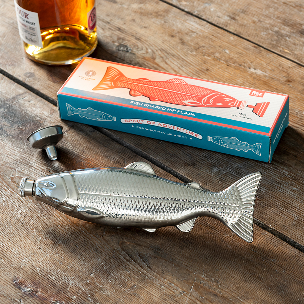 Fish-shaped hip flask (100ml) - Spirit of Adventure | ﻿Rex London