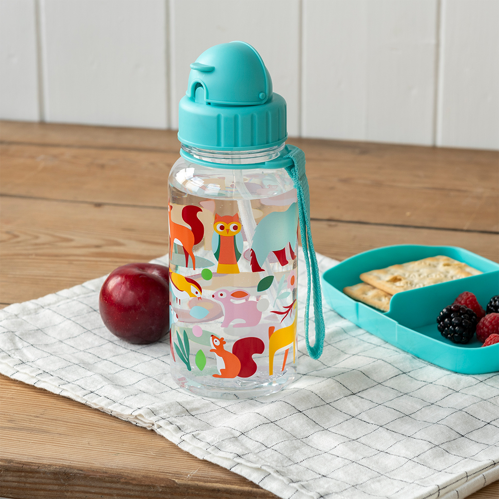 Children's water bottle with straw 500ml - Woodland | ﻿Rex London