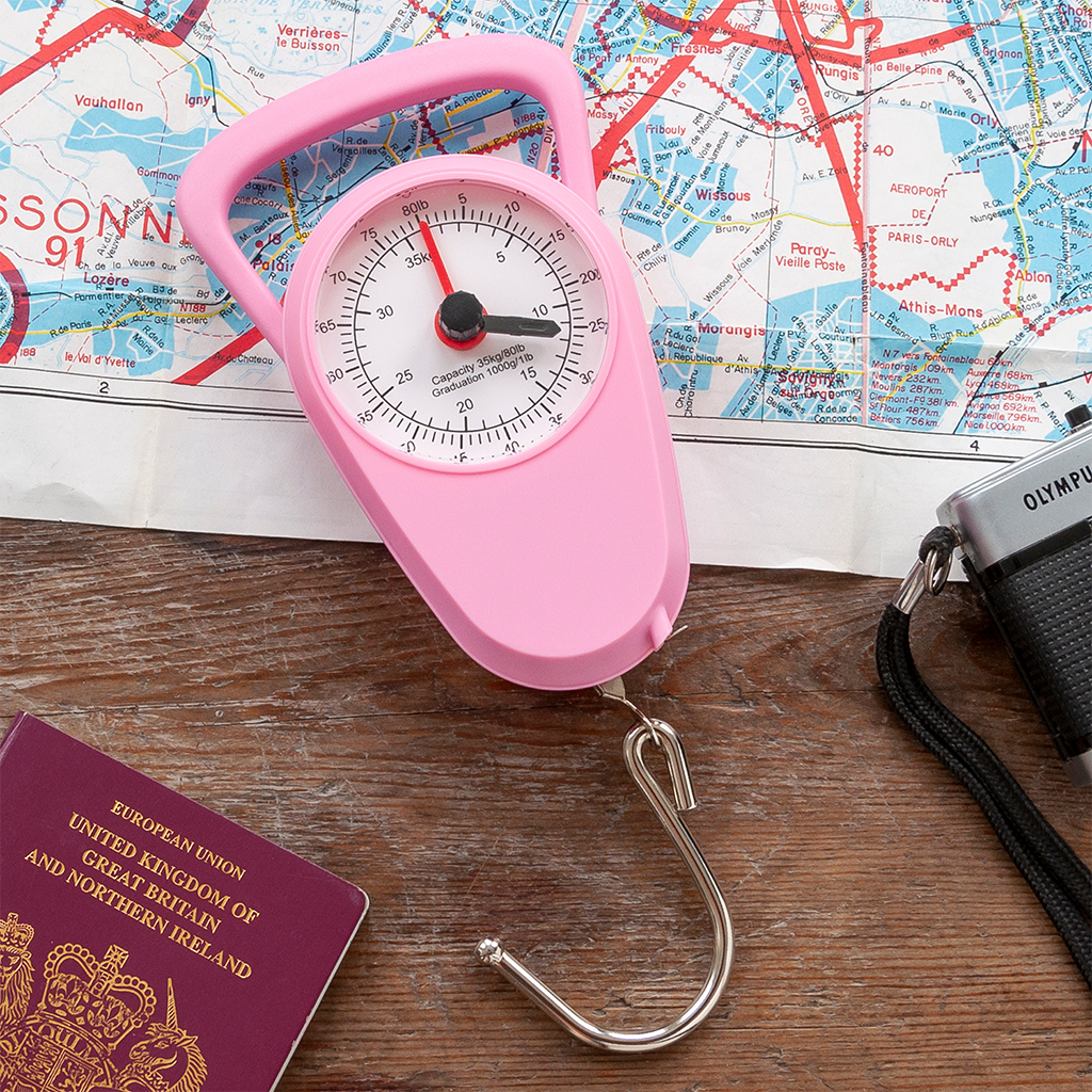 ﻿Travel scales with tape measure - Pink | ﻿Rex London