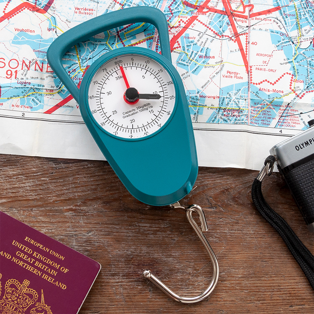 ﻿Travel scales with tape measure - Petrol blue | ﻿Rex London