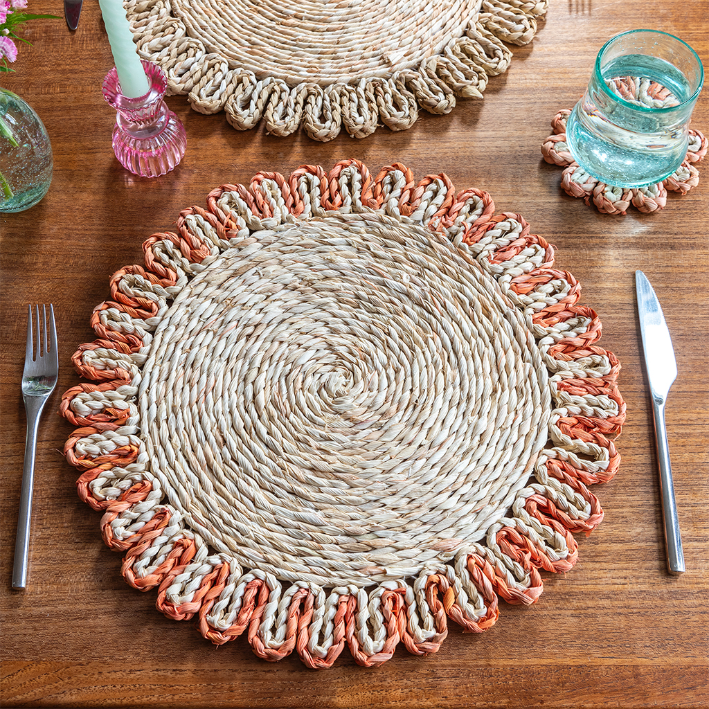 Corn husk placemat - Orange | ﻿Rex London