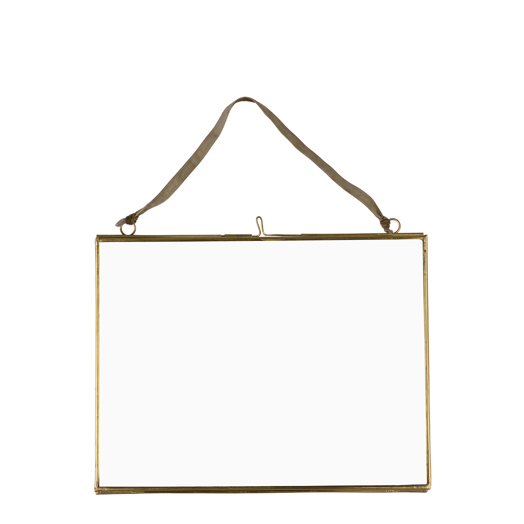 Landscape double sided glass and brass metal hanging frame (20 x 15cm ...
