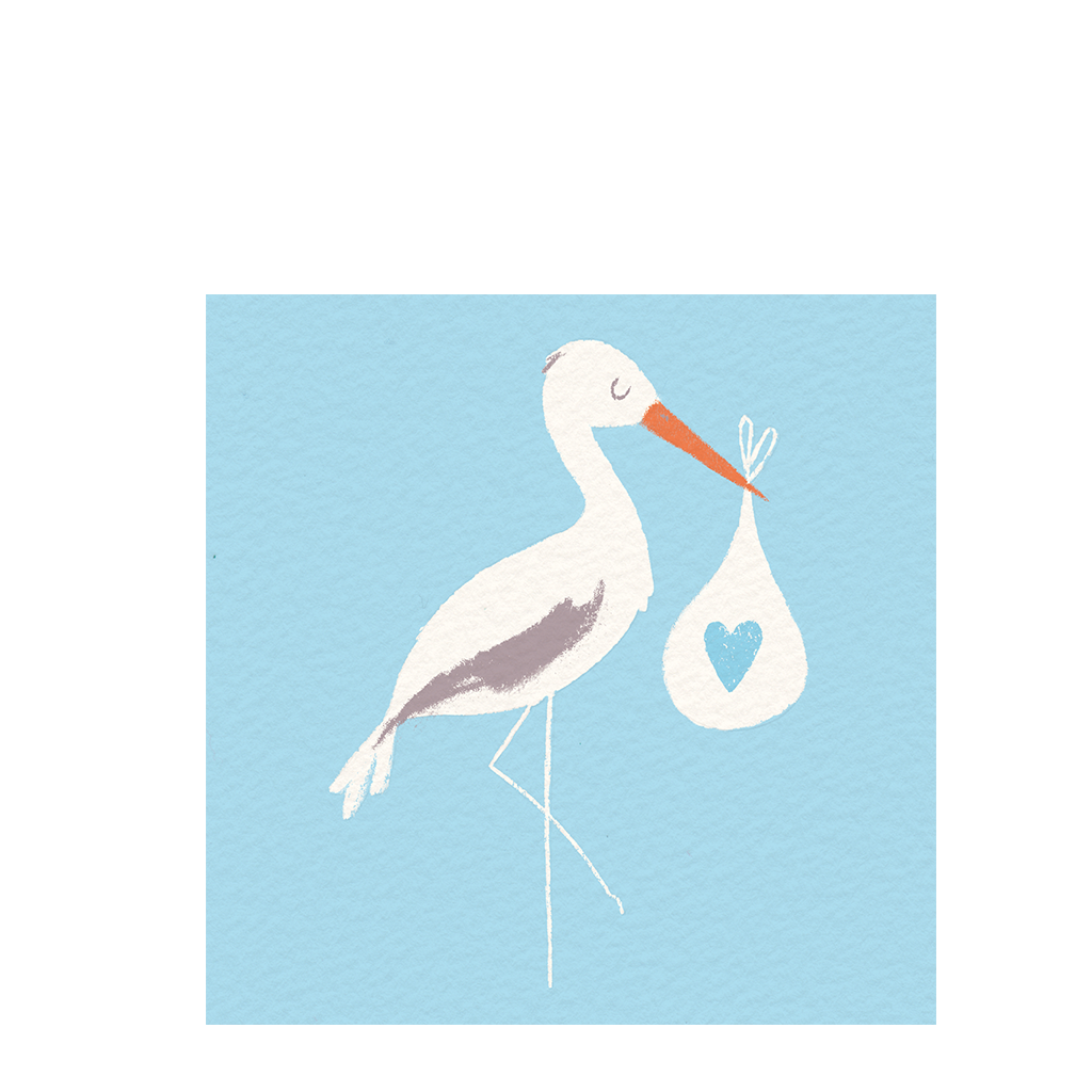 Greetings card new baby - Blue stork | ﻿Rex London