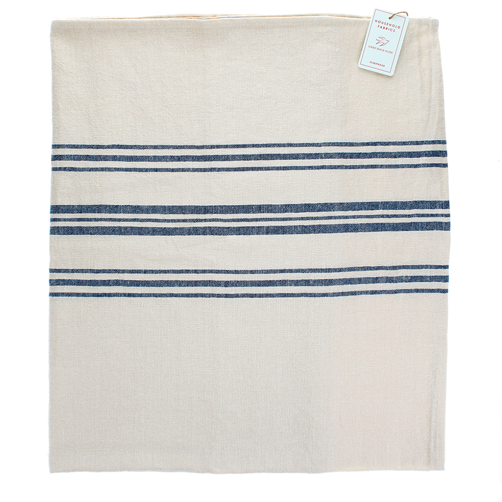 Pure Belgian linen tablecloth (120 x 180cm) - Blue stripe | ﻿Rex London