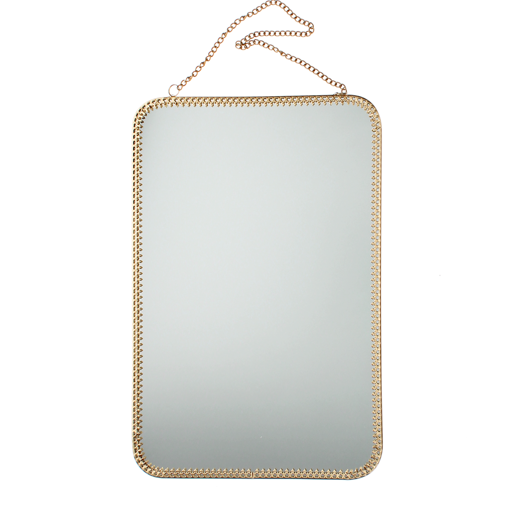 Rectangular hanging mirror (29cm x 19cm) - Gold tone | ﻿Rex London