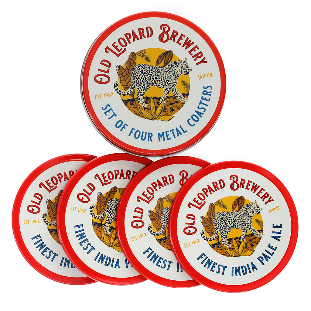 Metal coasters (set of 4) - Old Leopard Brewery | ﻿Rex London