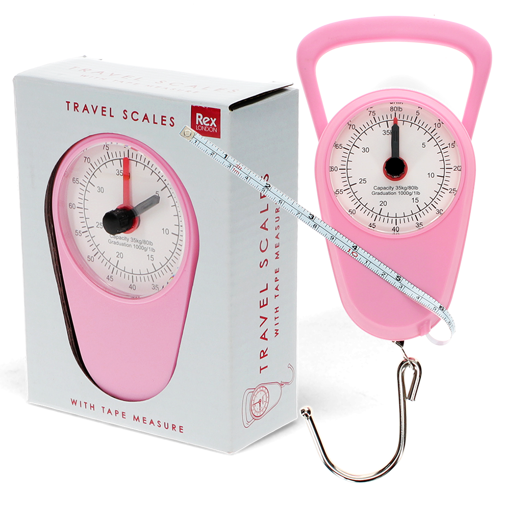 ﻿Travel scales with tape measure - Pink | ﻿Rex London
