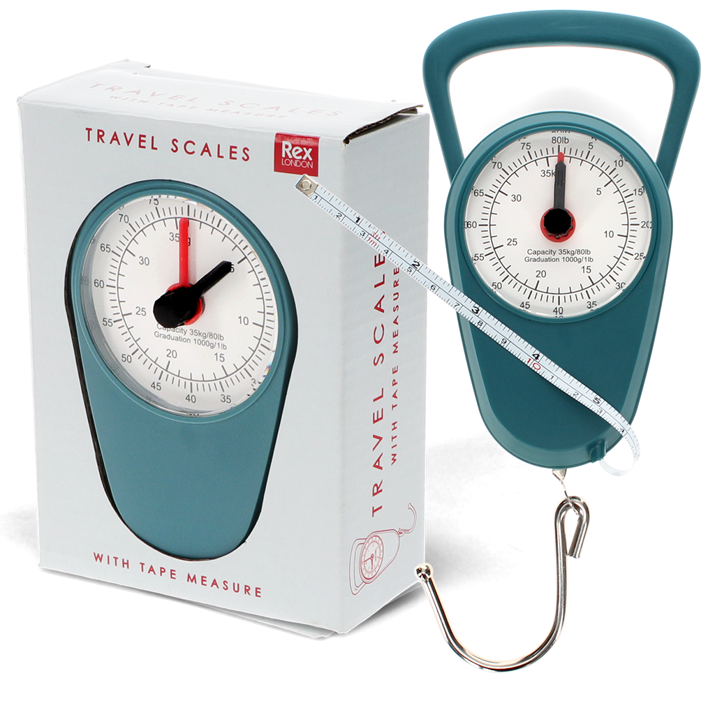 Travel scales with tape measure - Petrol blue | ﻿Rex London
