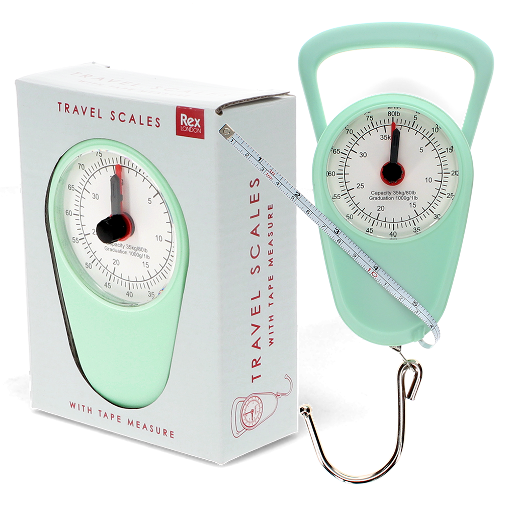 ﻿Travel scales with tape measure - Pistachio green | ﻿Rex London