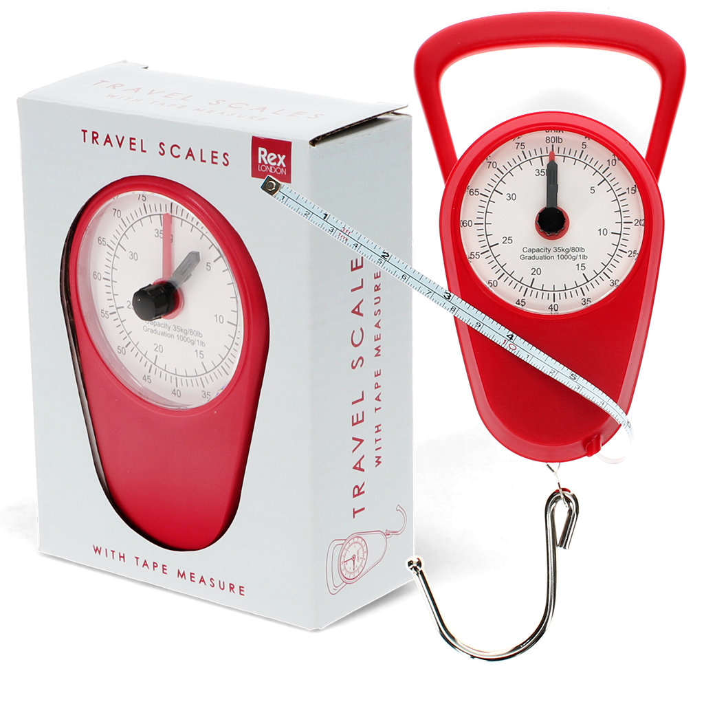 Travel scales with tape measure - Red | ﻿Rex London