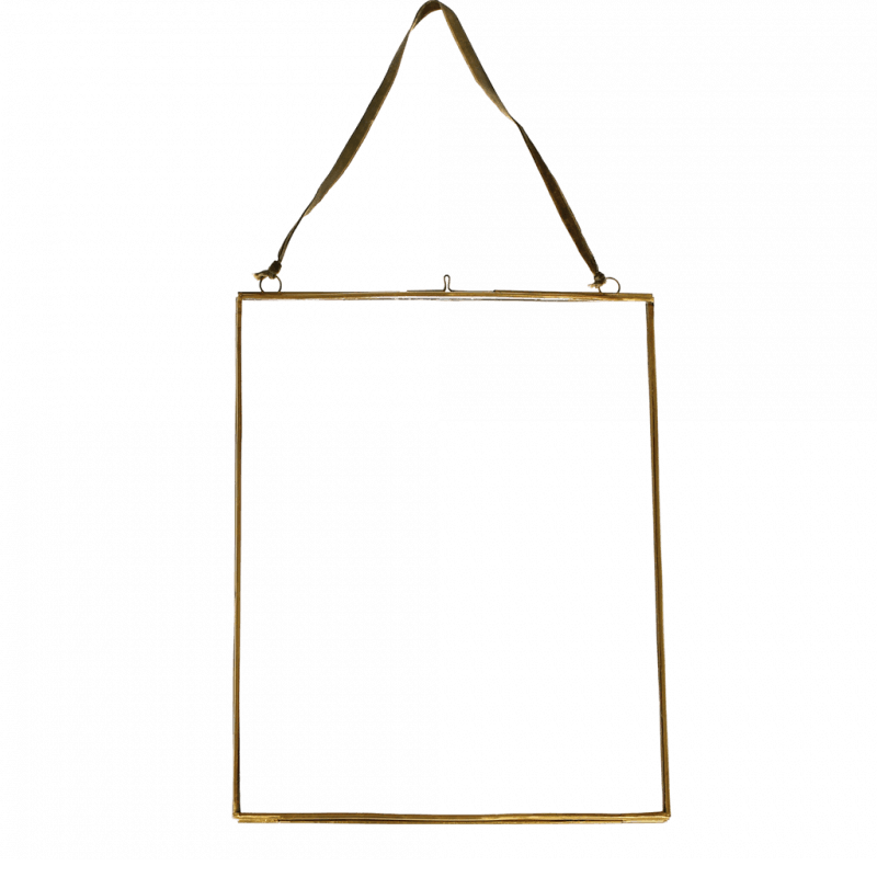 Double sided glass and brass metal hanging frame (25 x 20cm) | ﻿Rex London