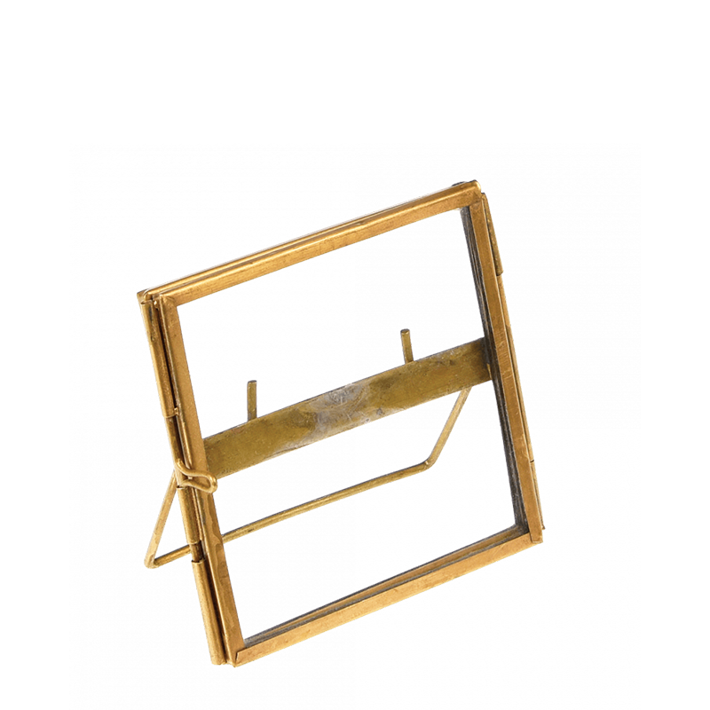 Glass and brass metal standing frame (8 x 8cm) | ﻿Rex London