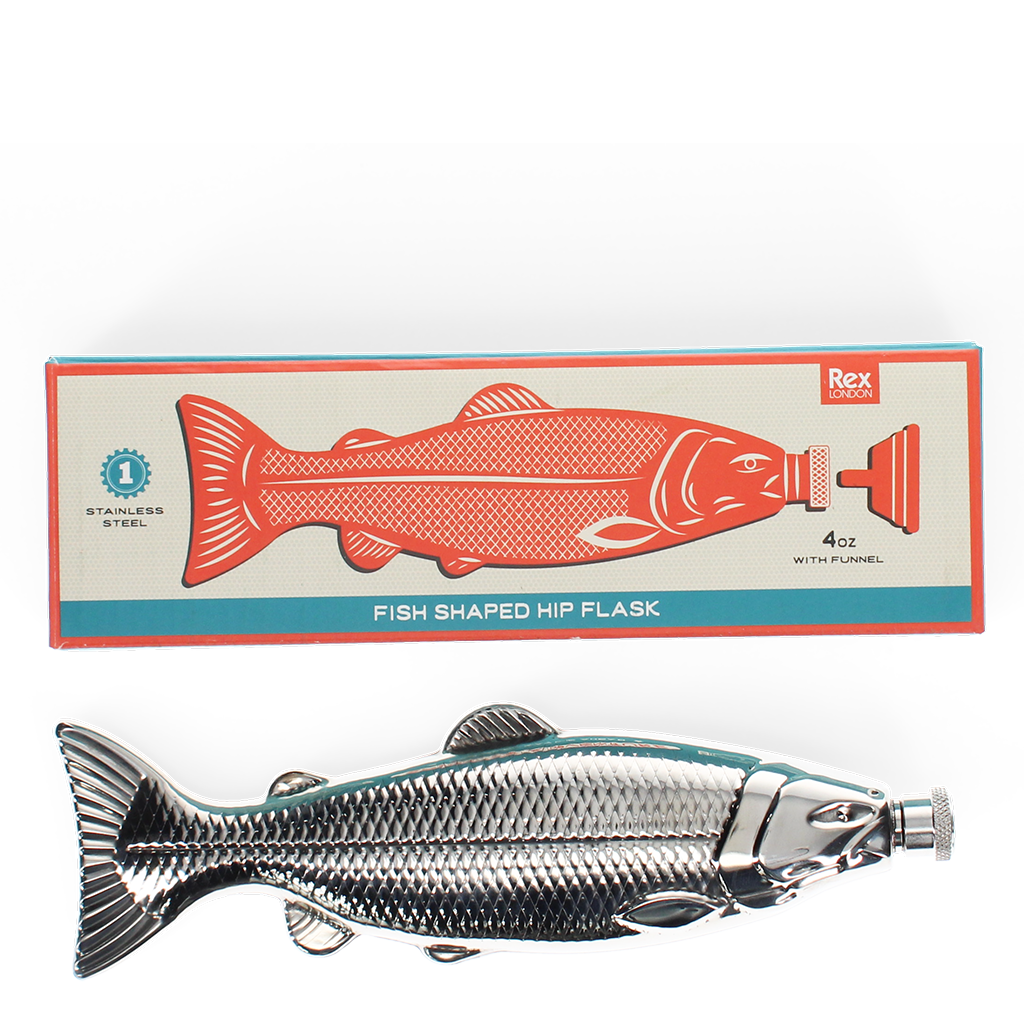 Fish-shaped hip flask (100ml) - Spirit of Adventure | ﻿Rex London