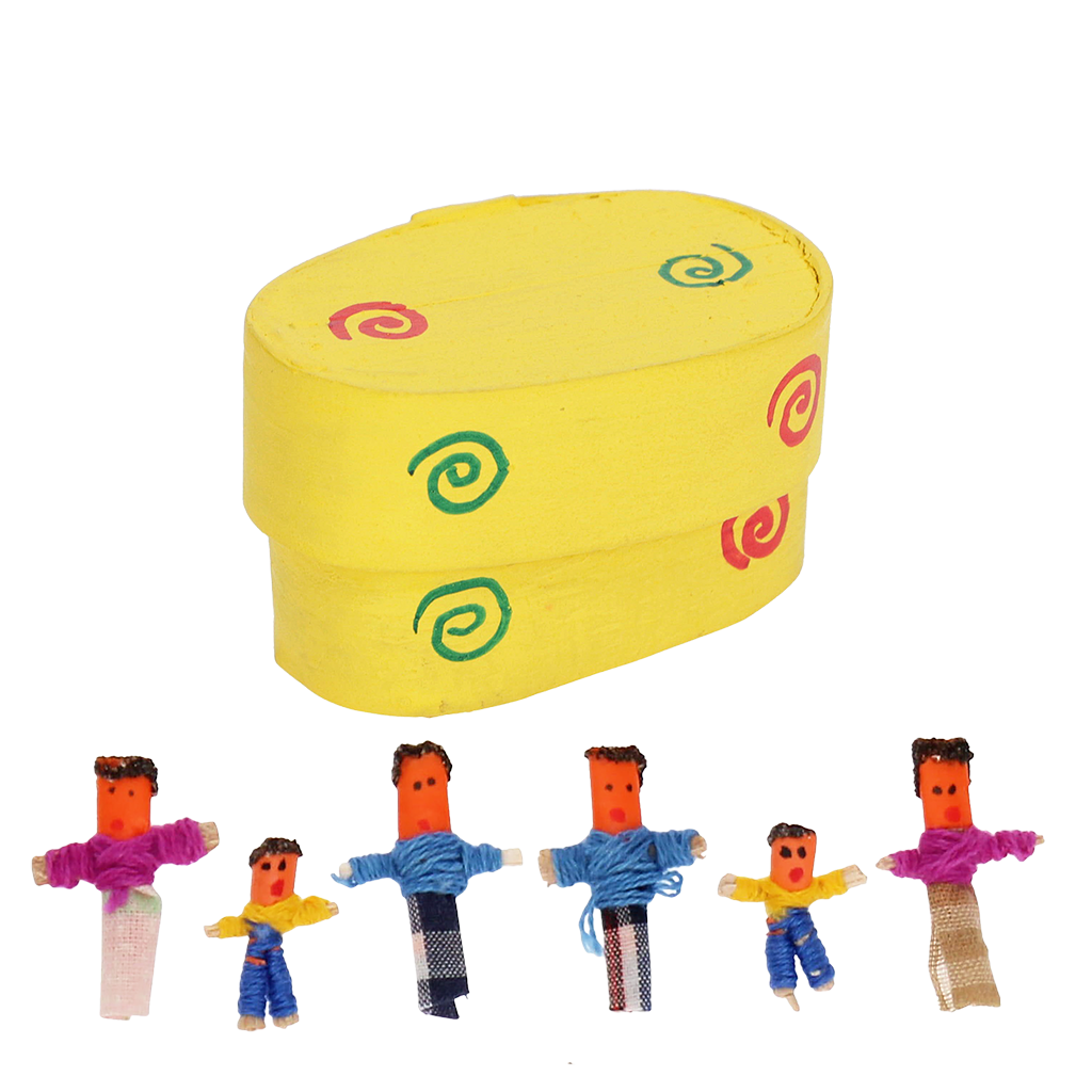 Guatemalan worry dolls - 6 mini worry people in a box
