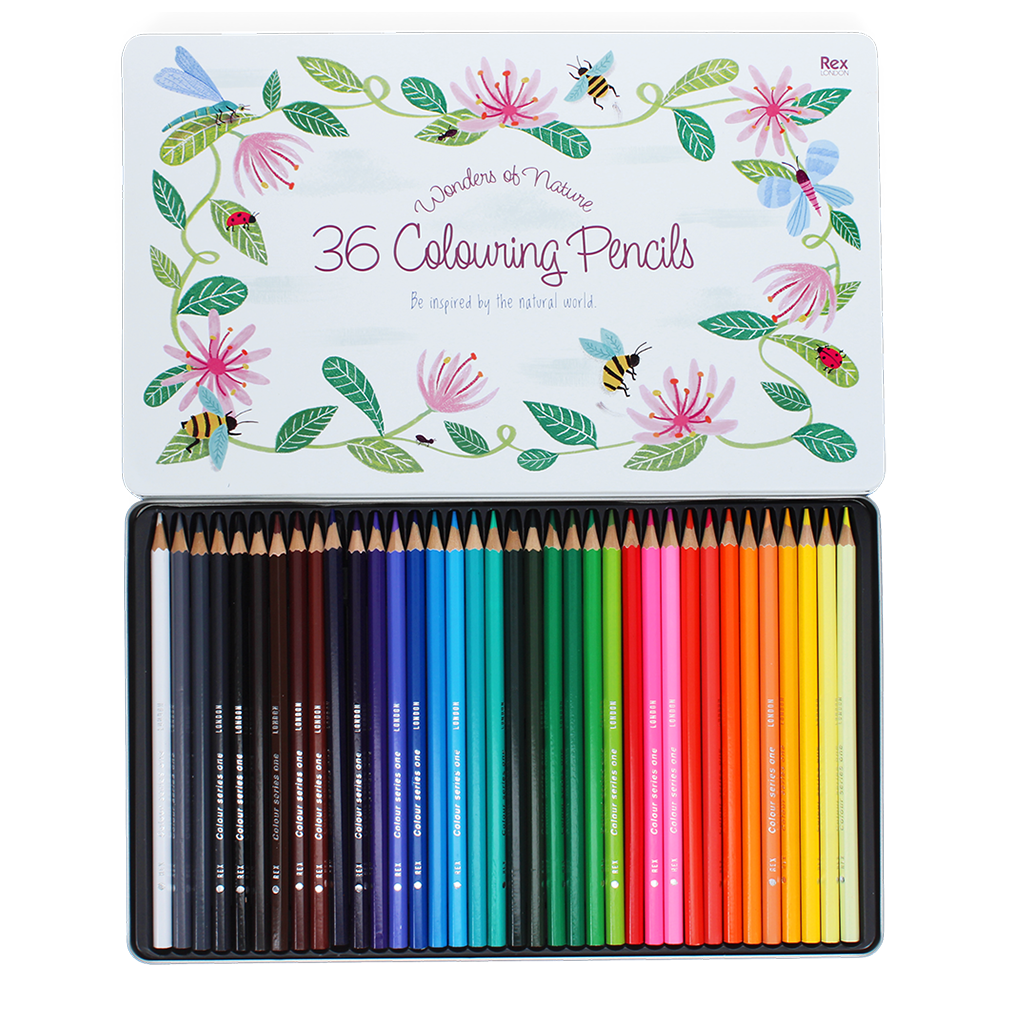 36 colouring pencils in a tin - Wonders of Nature | ﻿Rex London