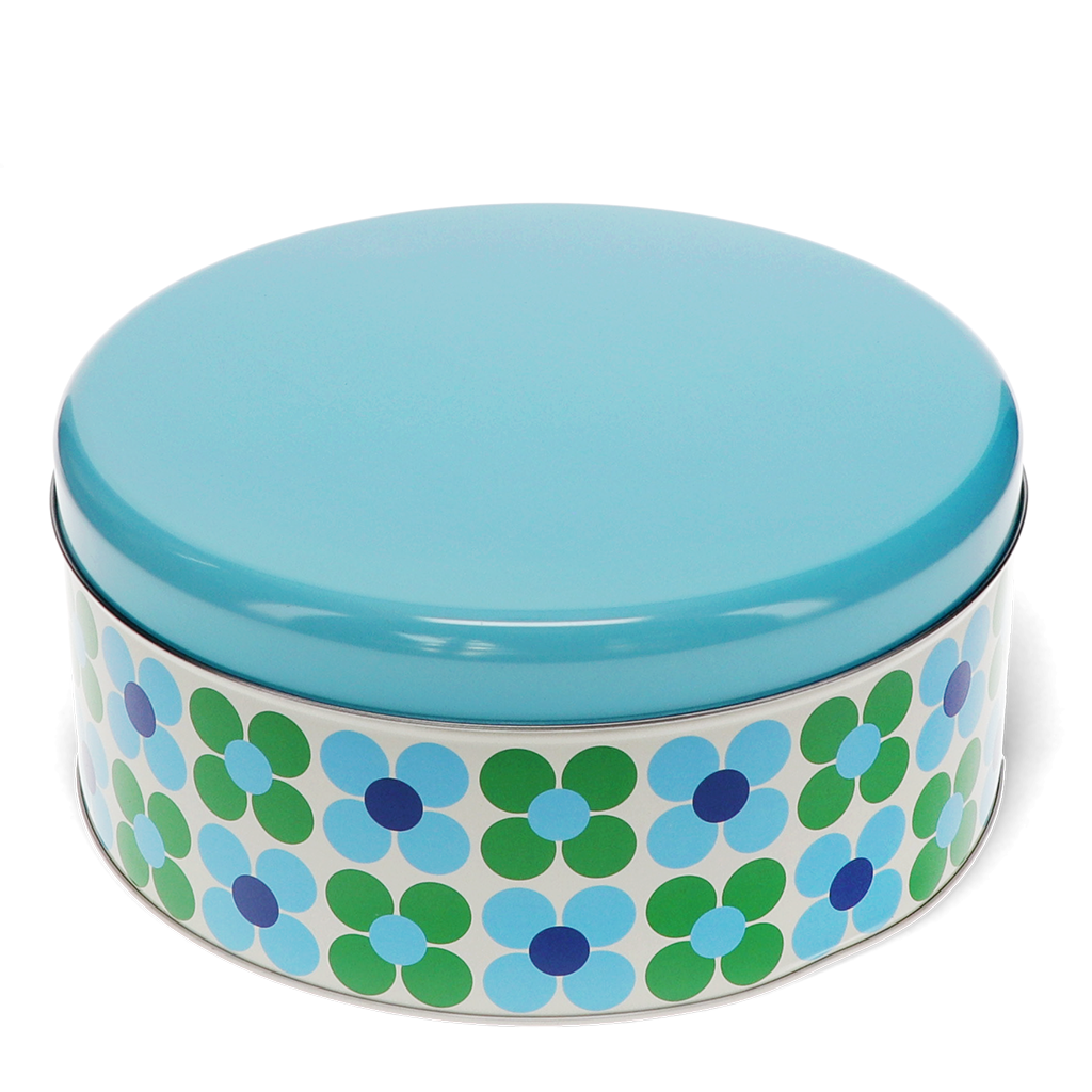Cake storage tin - Blue and green Daisy | ﻿Rex London