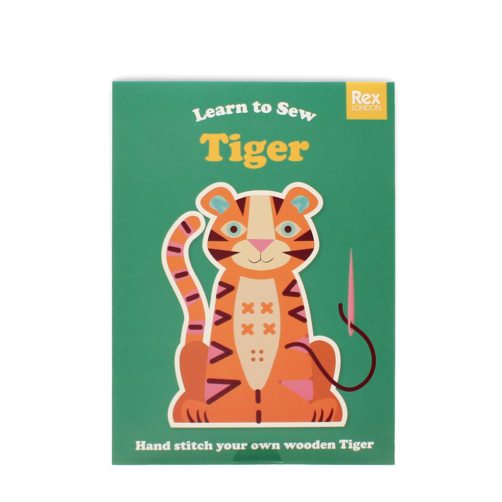 Learn to sew wooden hand-stitch set - Tiger | ﻿Rex London