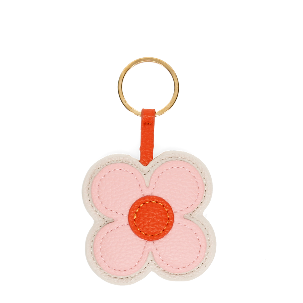 Faux leather keyring - Pink daisy | ﻿Rex London