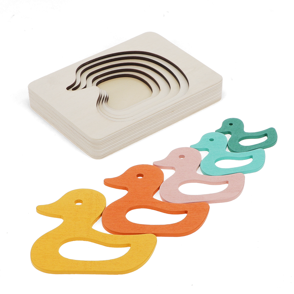 Wooden layered puzzle (5 pieces) - Duck | ﻿Rex London