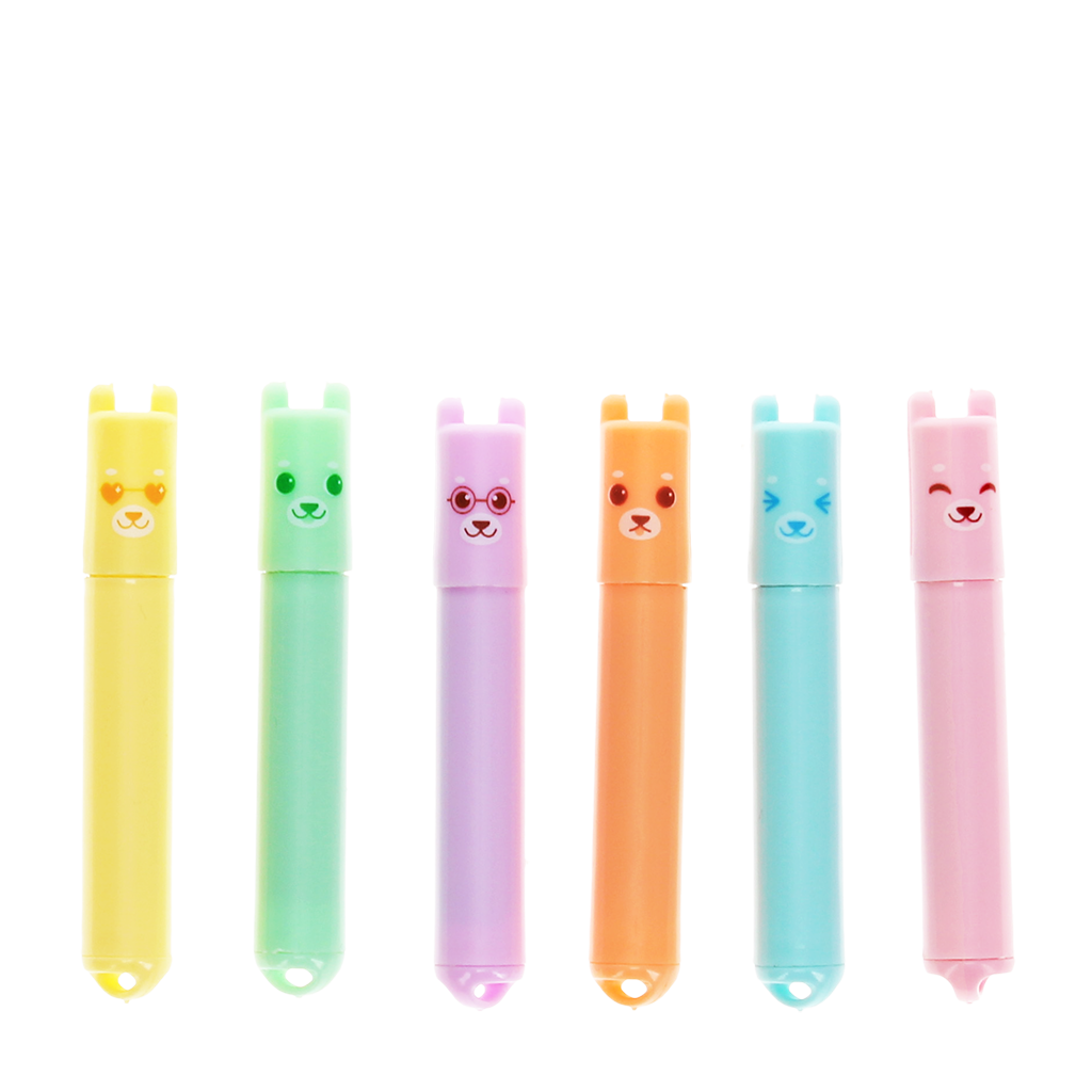 Mini highlighters (set of 6) - Bear | ﻿Rex London