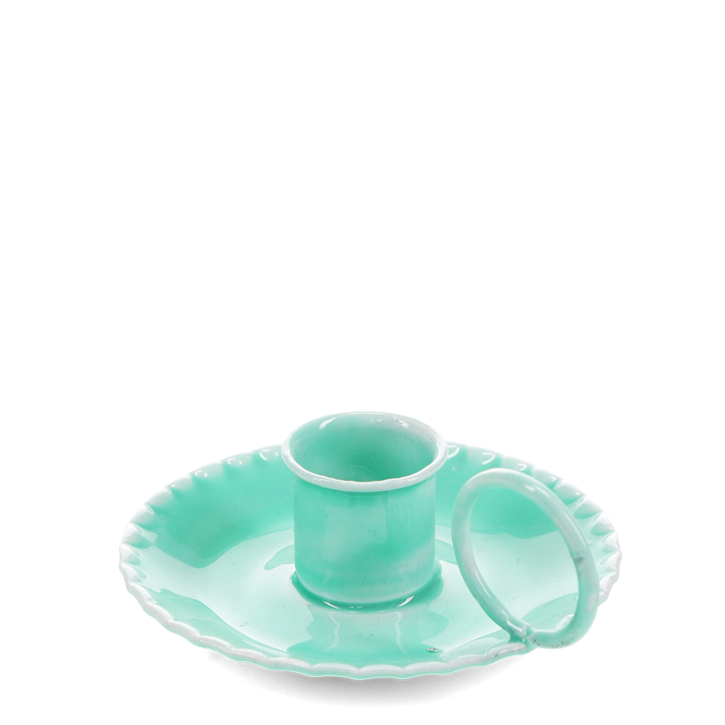 Enamel chamberstick candle holder - Aqua | ﻿Rex London