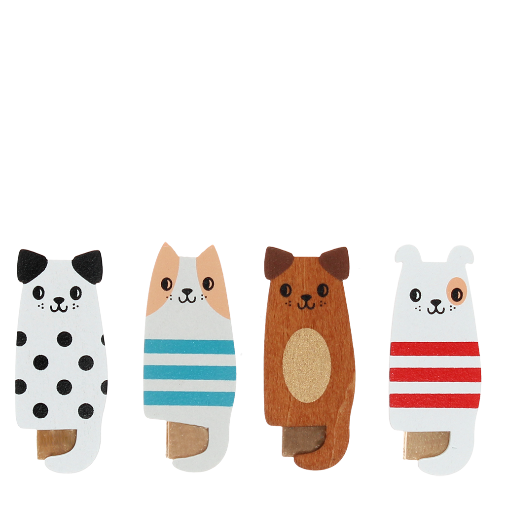 Mini wooden pegs (set of 4) - Dogs | ﻿Rex London