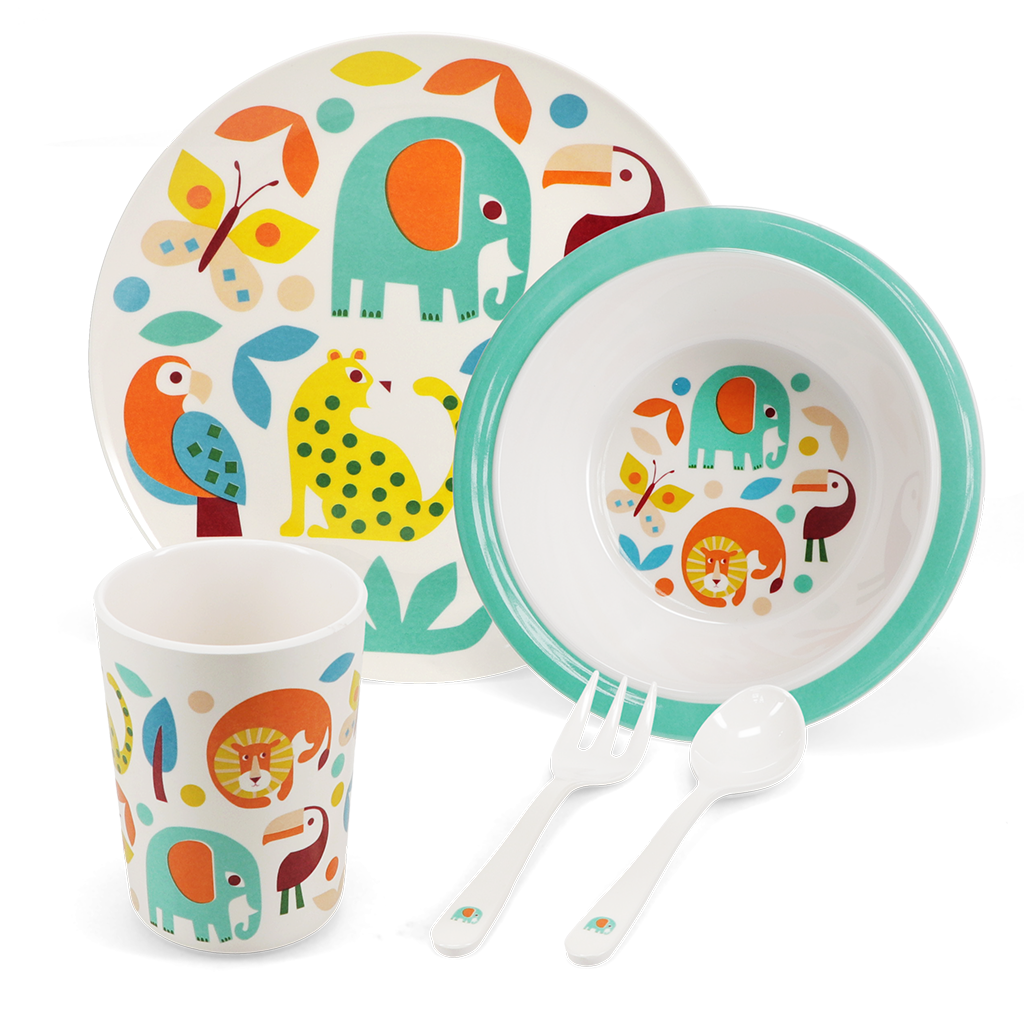 Children's melamine dinner set (5 pieces) - Wild Wonders | ﻿Rex London