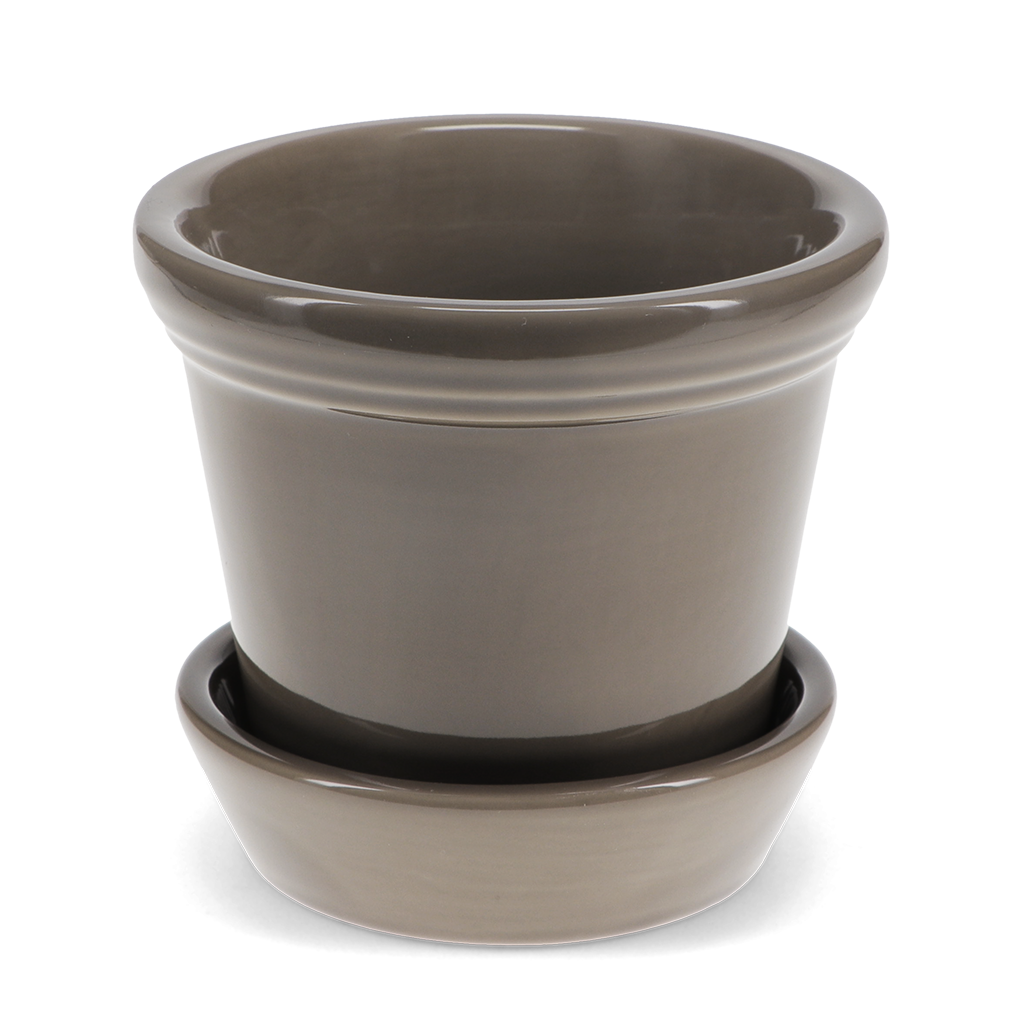 Ceramic plant pot and saucer - Grey | ﻿Rex London