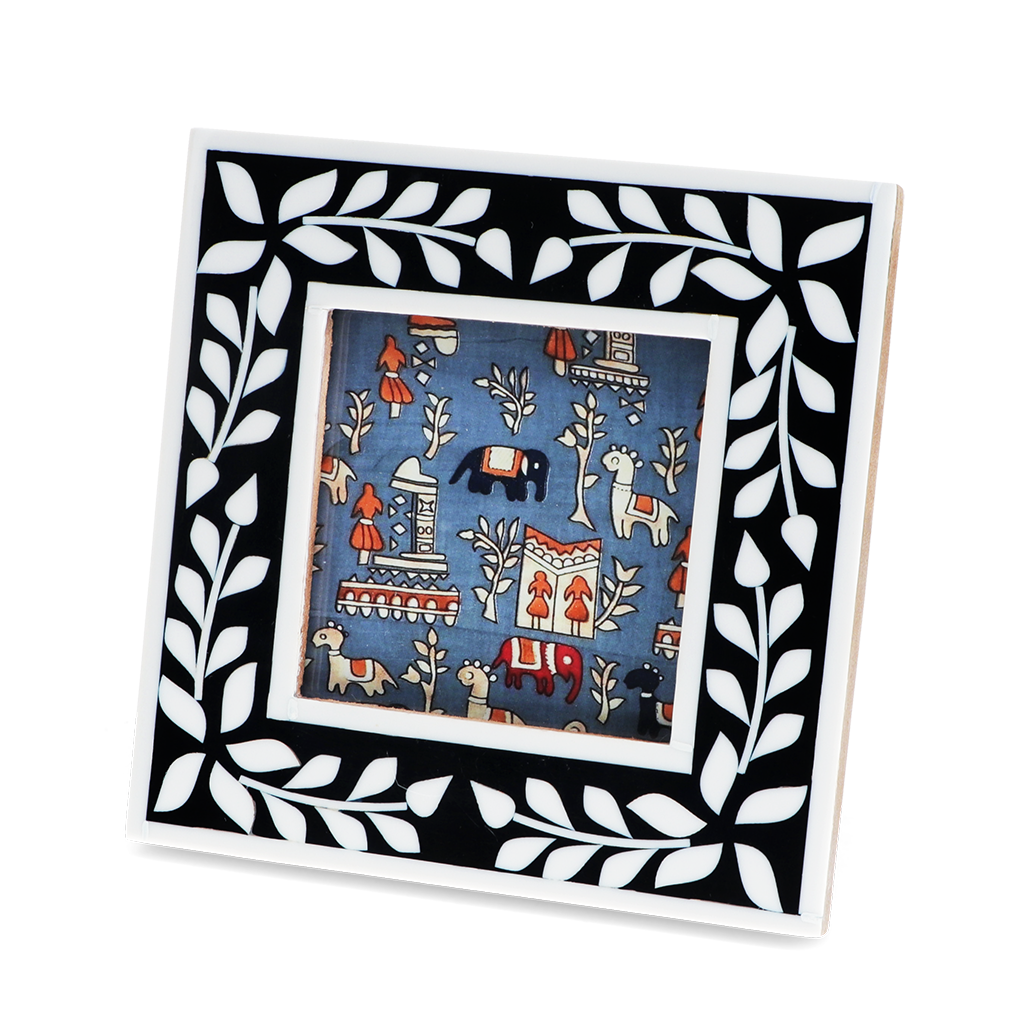 Square resin picture frame (9cm x 9cm) - Navy blue | ﻿Rex London