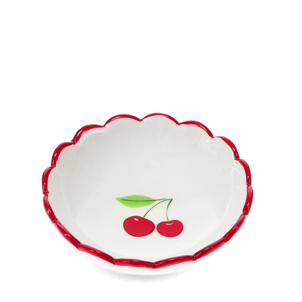 Scalloped ceramic trinket dish (9cm) - Cherry | ﻿Rex London