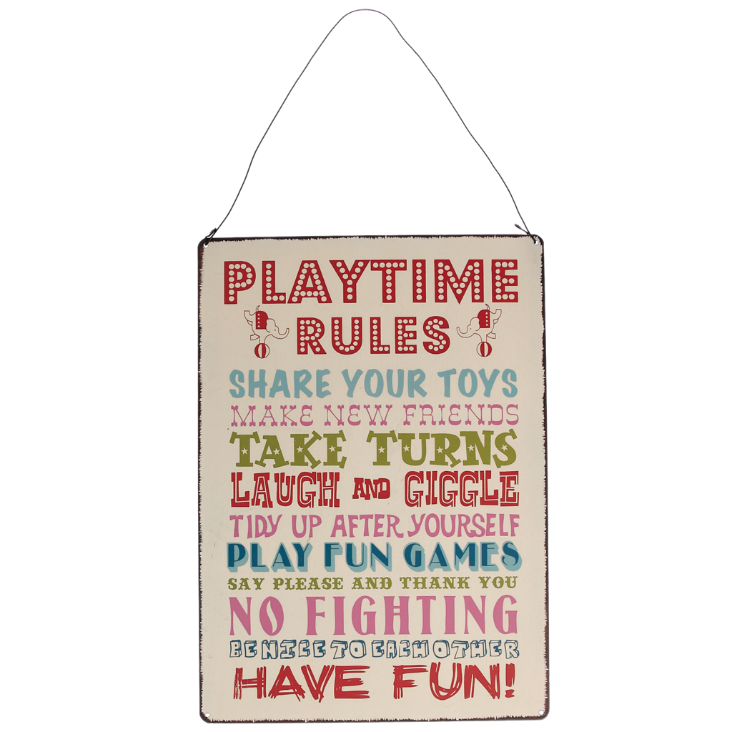 Metal sign - Playtime rules | ﻿Rex London