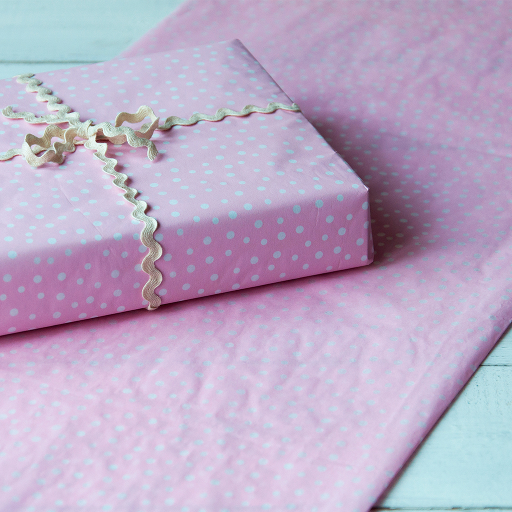 PINK DOTTY TISSUE PAPER (10 SHEETS) | ﻿Rex London