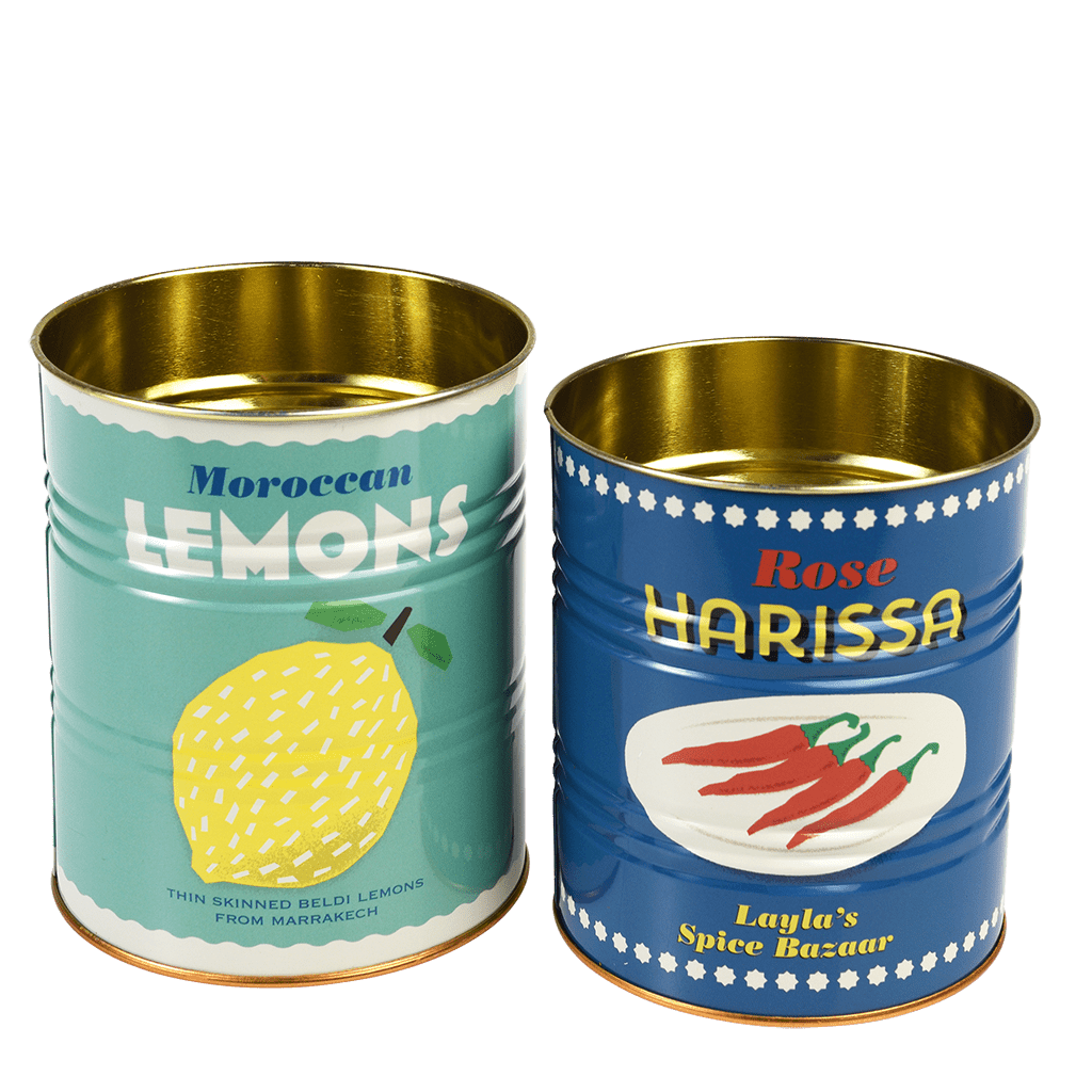 Medium storage tins (set of 2) - LEMONS & HARISSA | ﻿Rex London