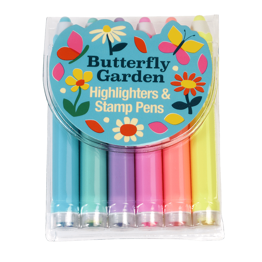Highlighter & stamp pens (set of 6) - Butterfly Garden | ﻿Rex London