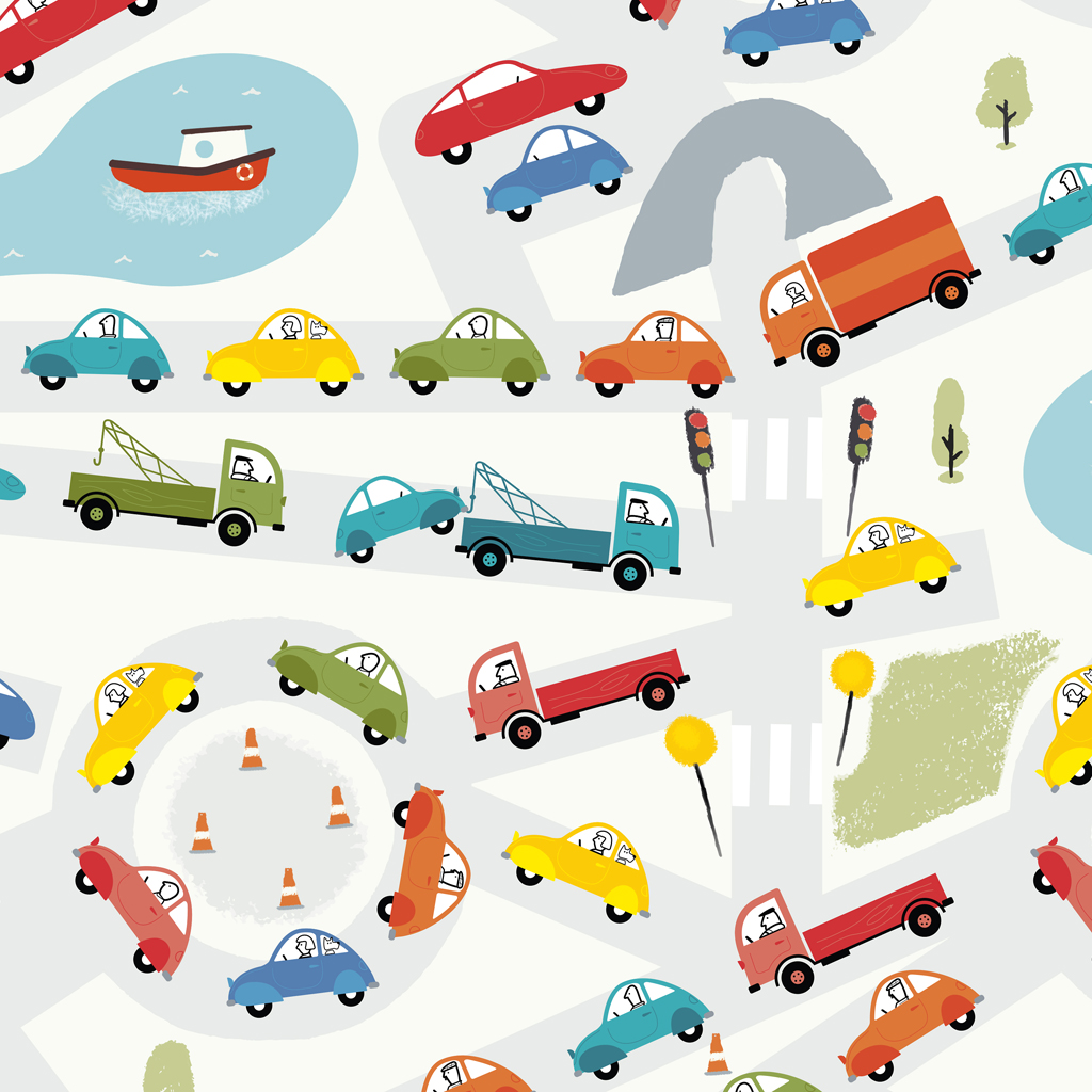 TRAFFIC JAM WRAPPING PAPER (5 SHEETS) | ﻿Rex London