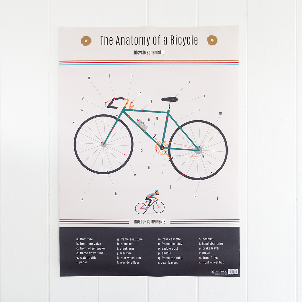 Anatomy Of A Bicycle Wrapping Paper (5 Sheets) | ﻿Rex London