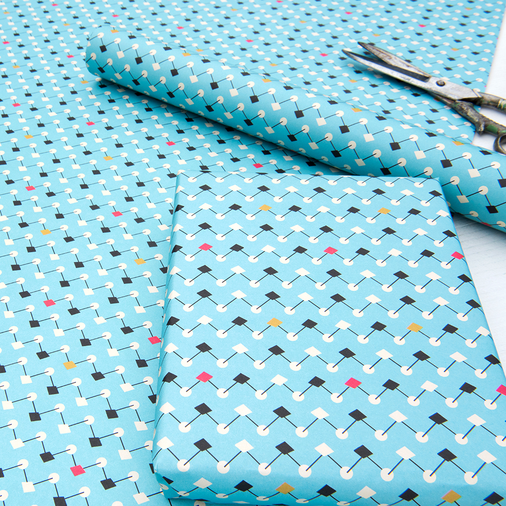ATOMIC BLUE WRAPPING PAPER (5 SHEETS) | ﻿Rex London