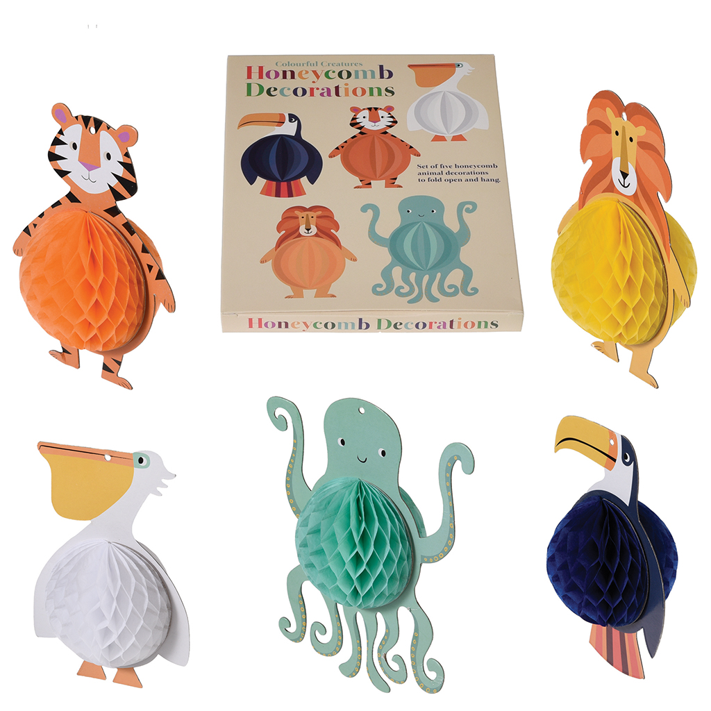 COLOURFUL CREATURES HONEYCOMB DECORATIONS | ﻿Rex London