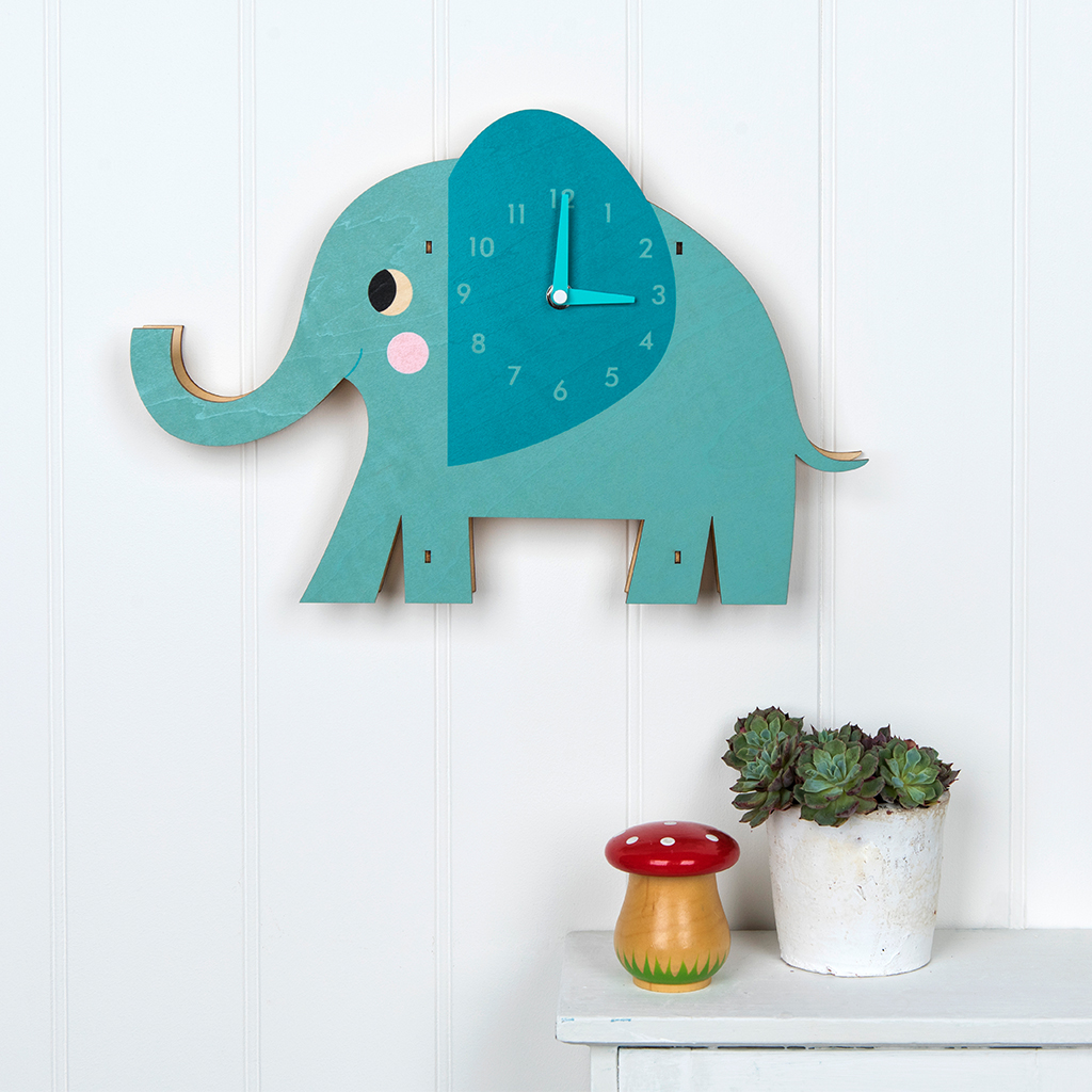 Elvis The Elephant Wooden Wall Clock | ﻿Rex London