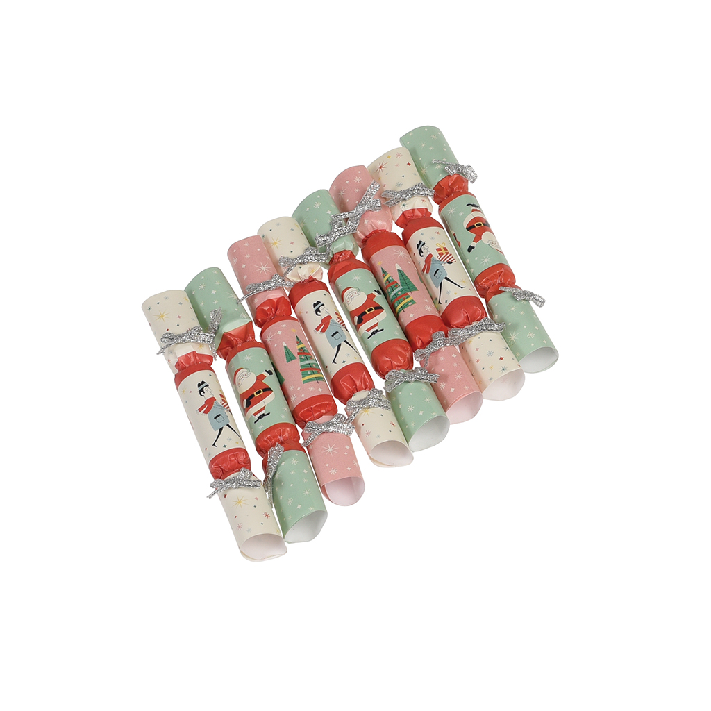 SET OF 8 FESTIVE FAMILY CHRISTMAS SAUCER CRACKERS | ﻿Rex London