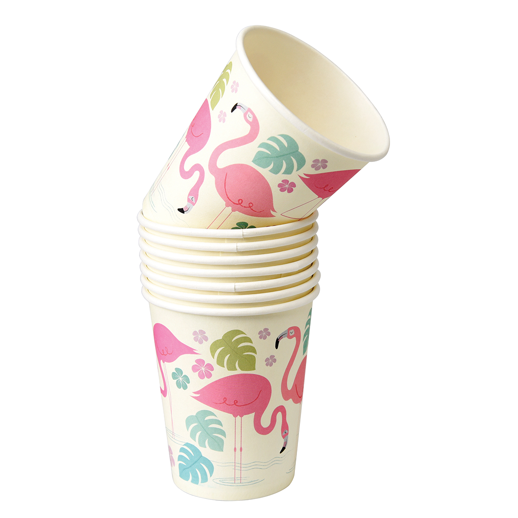 FLAMINGO BAY PAPER CUPS (SET OF 8) | ﻿Rex London