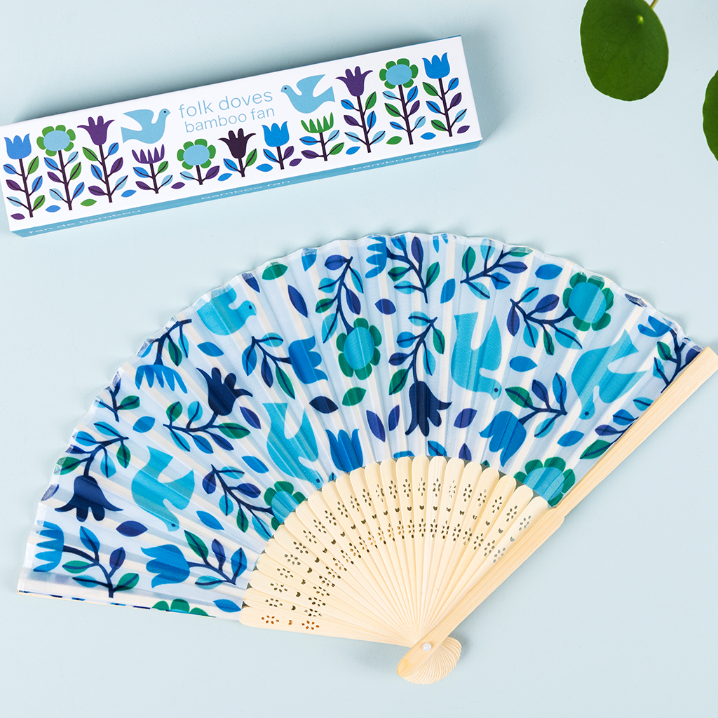 Bamboo fan - Folk Doves | ﻿Rex London