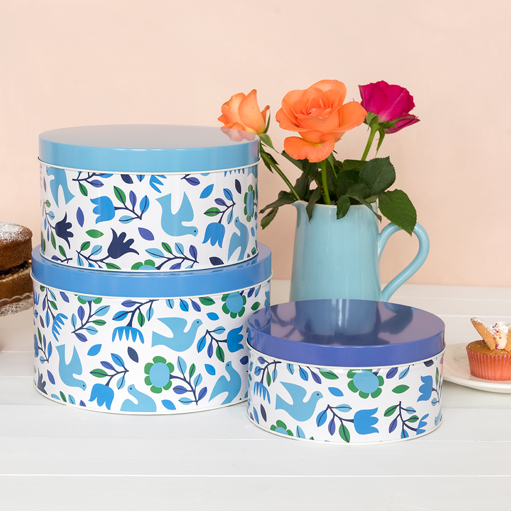 Folk Doves Round Tins (set Of 3) | ﻿Rex London