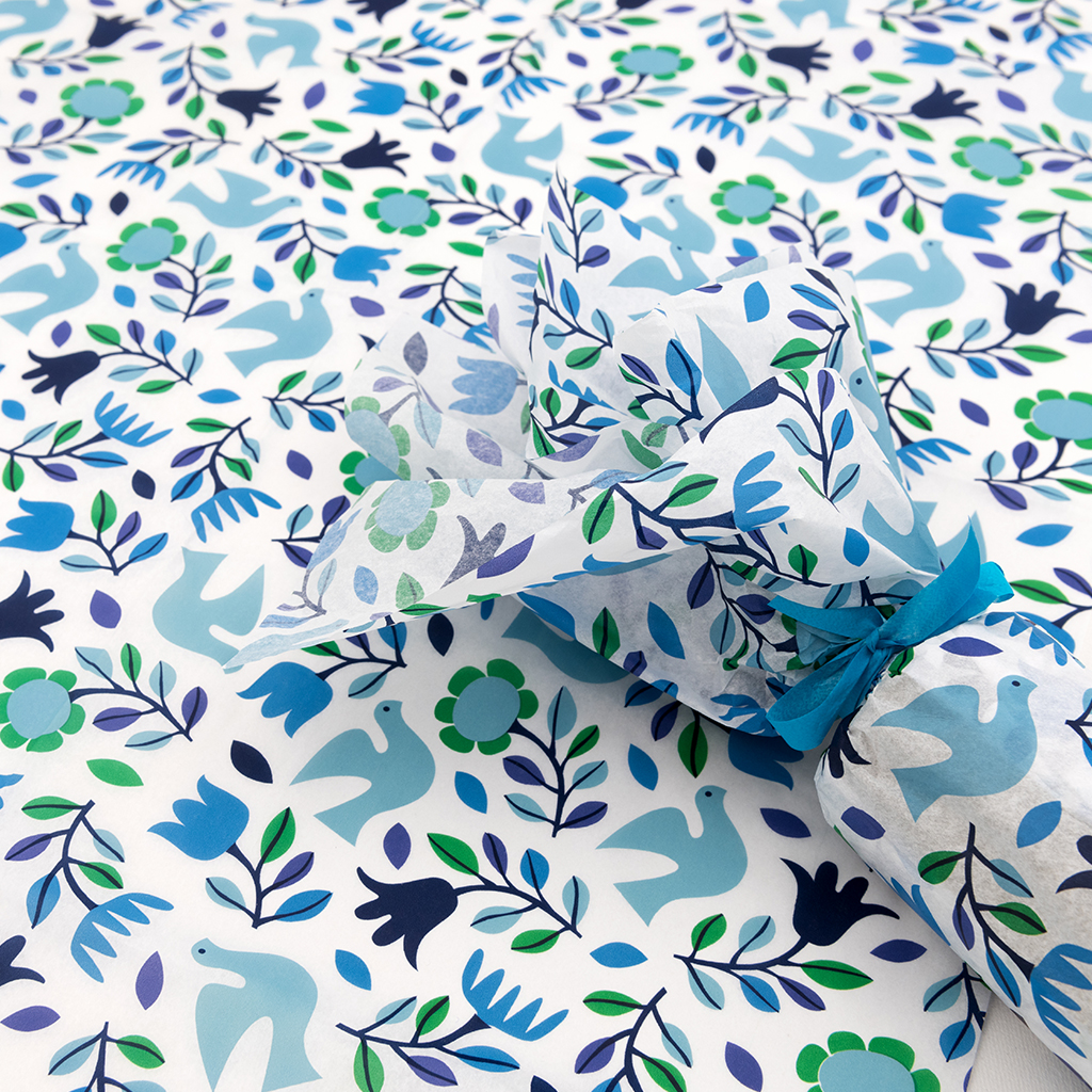 Folk Doves Tissue Paper (10 Sheets) | ﻿Rex London
