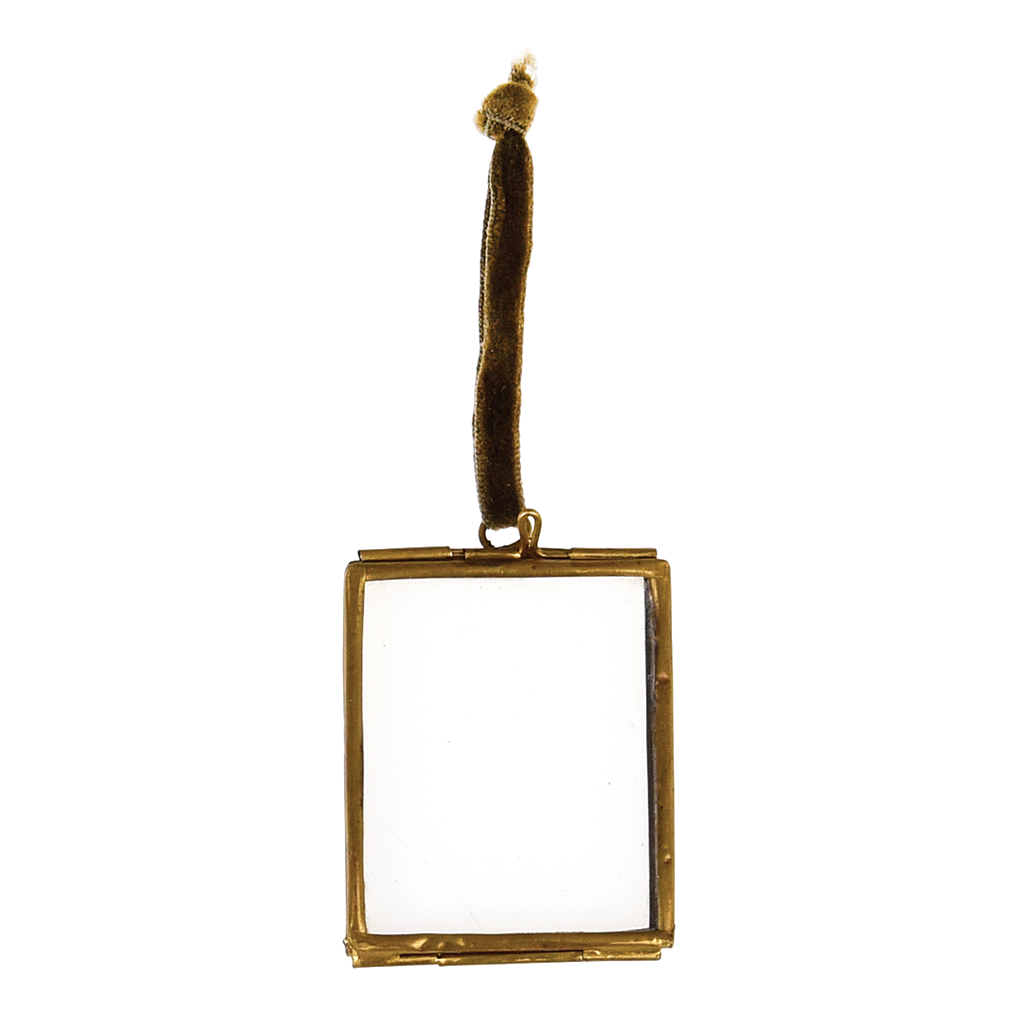 Double sided glass and brass metal hanging frame (4.5 x 5.5cm) | ﻿Rex ...